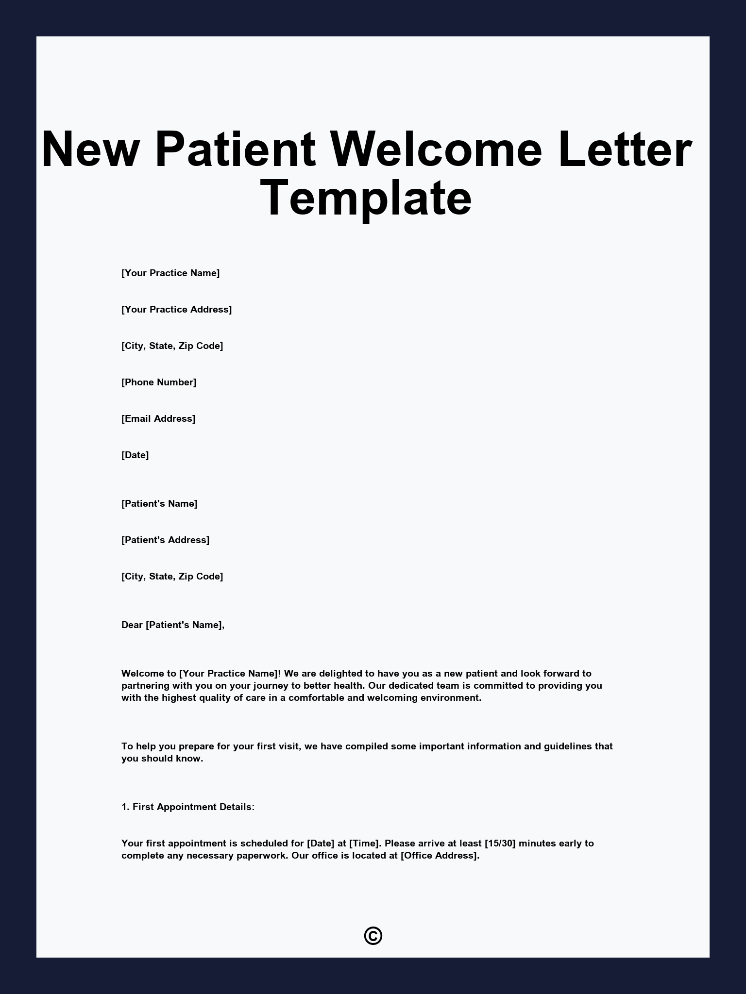 New Patient Welcome Letter Template