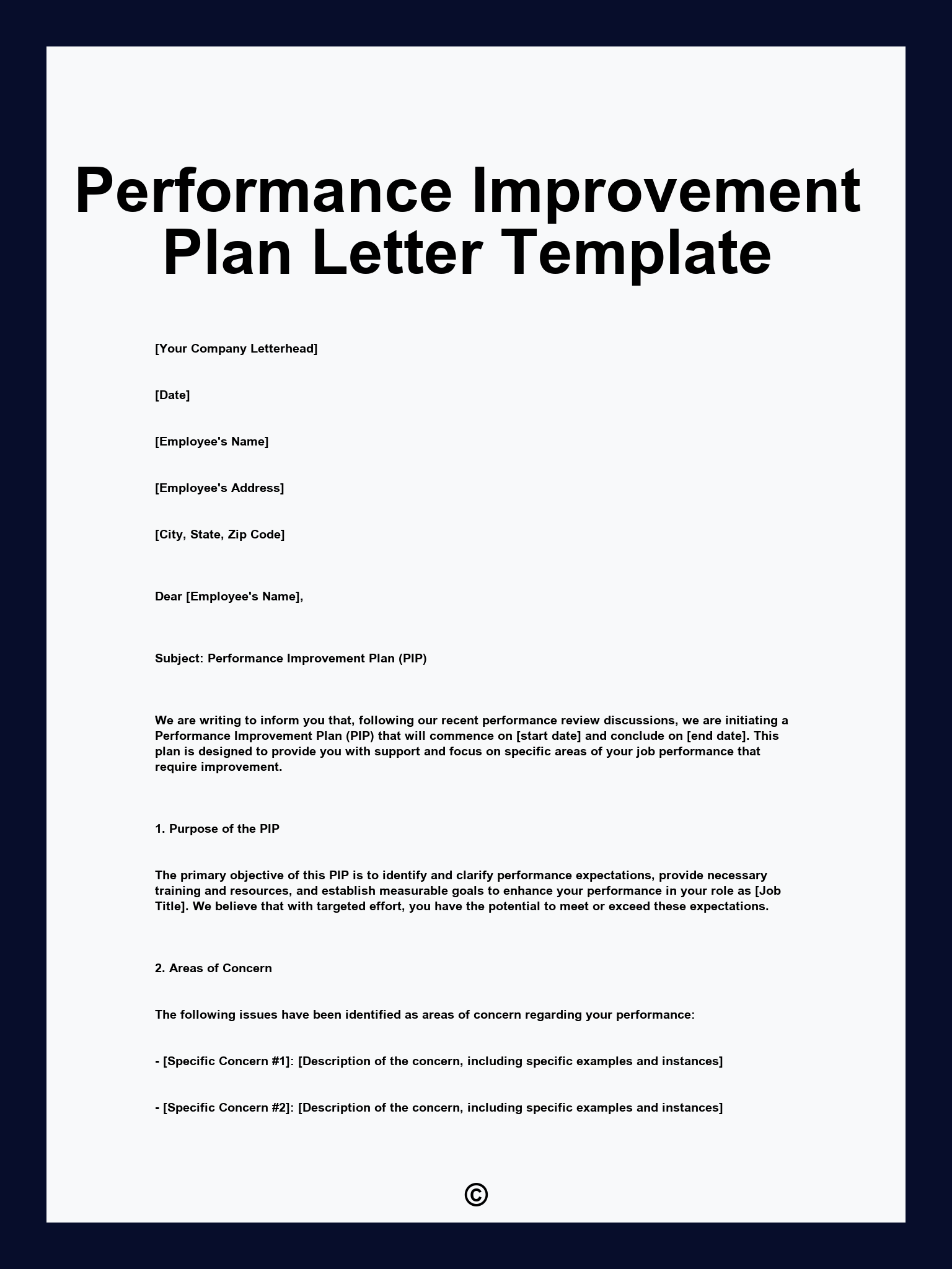 Performance Improvement Plan Letter Template