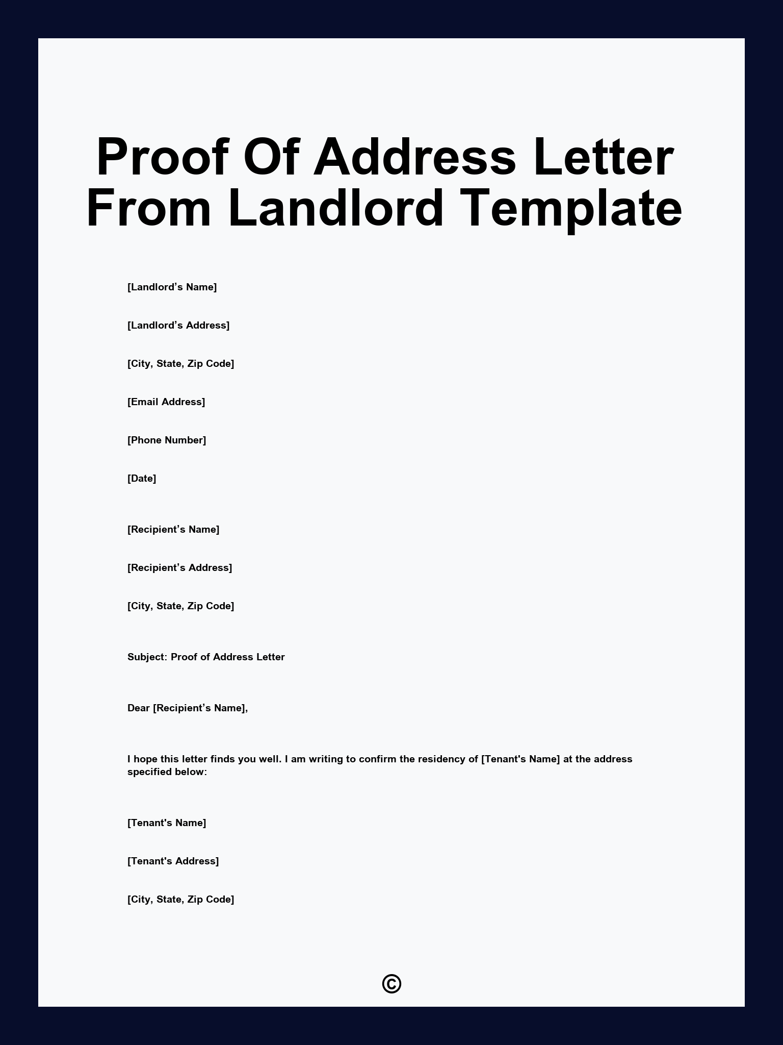 Proof Of Address Letter From Landlord Template
